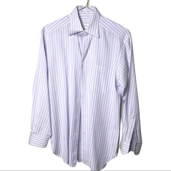 Ermenegildo Zegna | Shirts | Ermenegildo Zegna Purple Lilac And White Stripe Dress Button Down ...